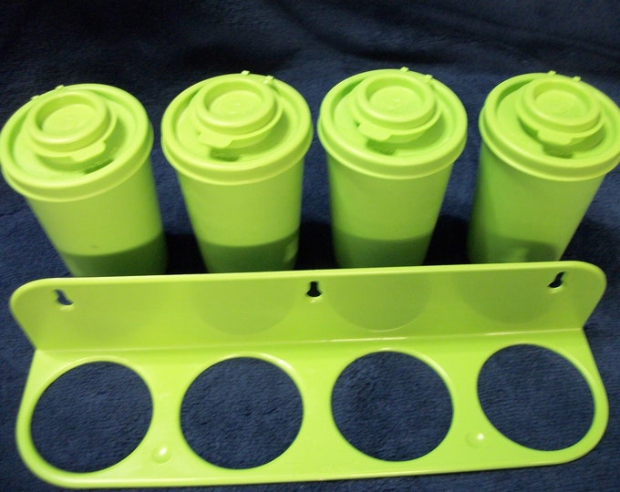 Vintage Tupperware Spice Rack and Containers Avocado Green Tupperware ...