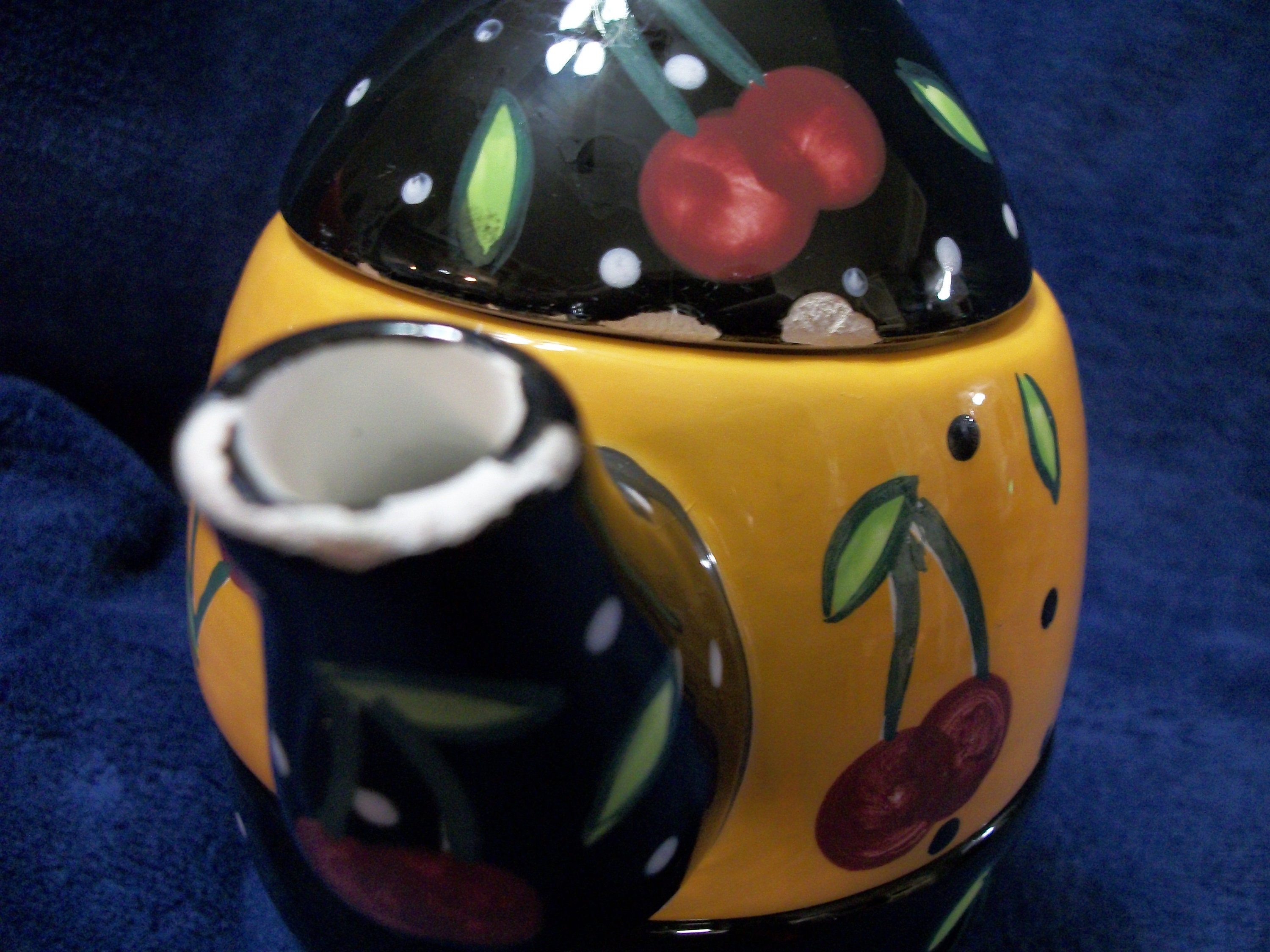 Bella Casa Ganz Tea Pot With Lid for One Polka Dot and Cherries Decor ...