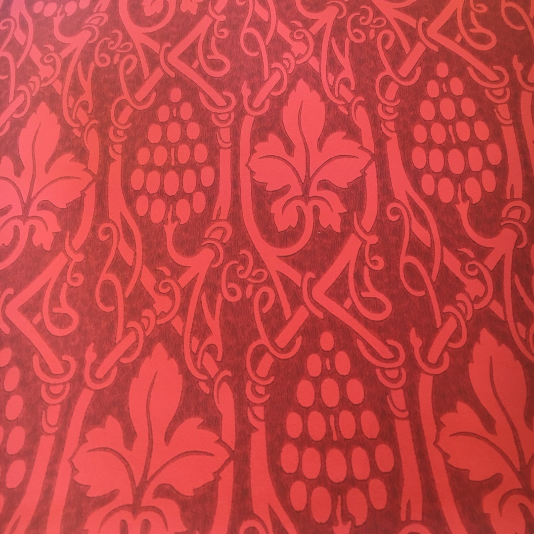 Vintage Wallpaper Dark Red Leaves Vines Grapes - Etsy