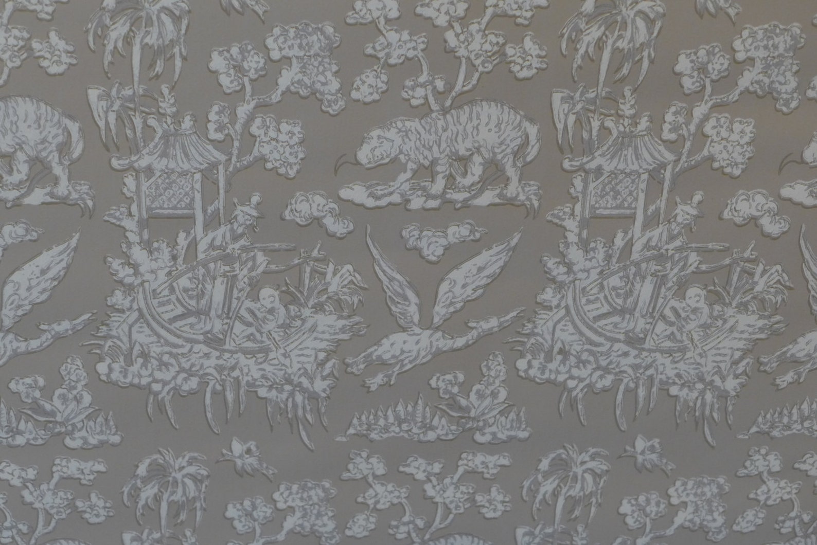 Motif Vintage Wallpaper Oriental Japanese Gray Tan Cream - Etsy