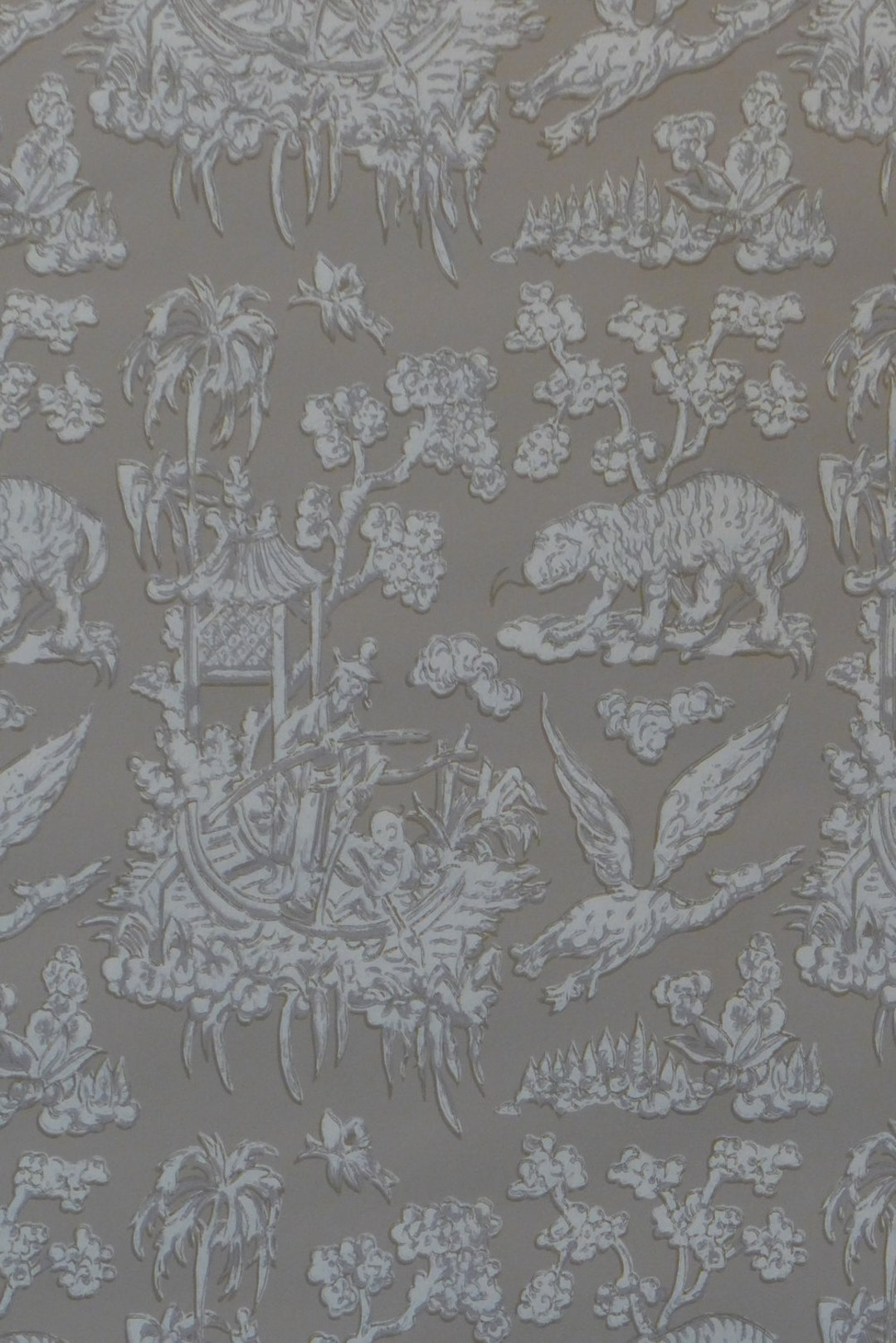 Motif Vintage Wallpaper Oriental Japanese Gray Tan Cream - Etsy