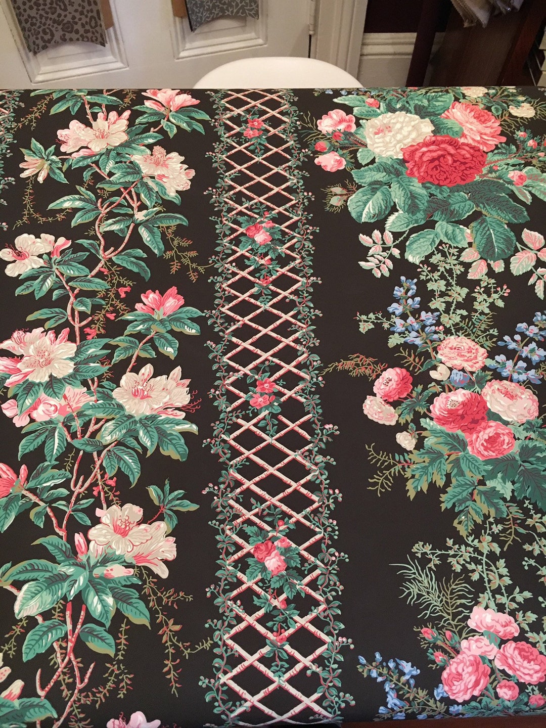 Vintage Wallpaper Black Floral Roses and Lilies Clarence House - Etsy