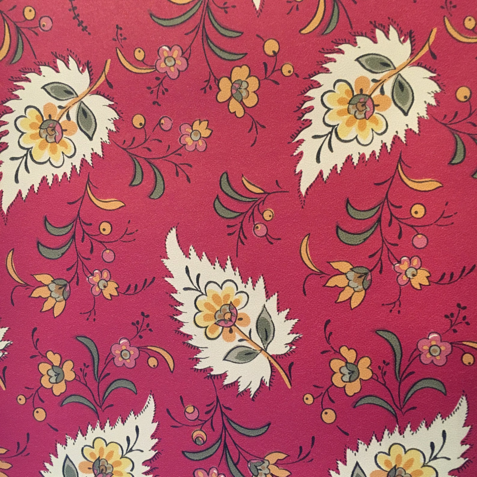 Motif Vintage Wallpaper French Country Red Yellow Green Floral - Etsy