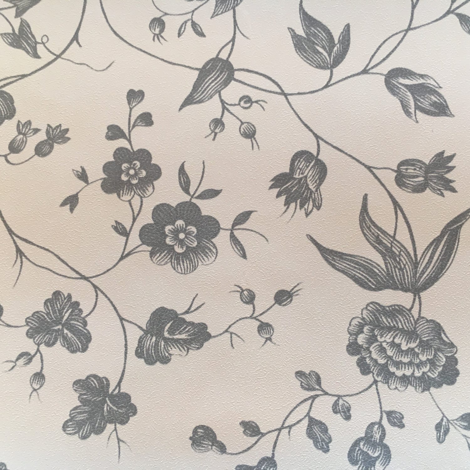 Motif Vintage Wallpaper Grey Toile Floral Vines - Etsy