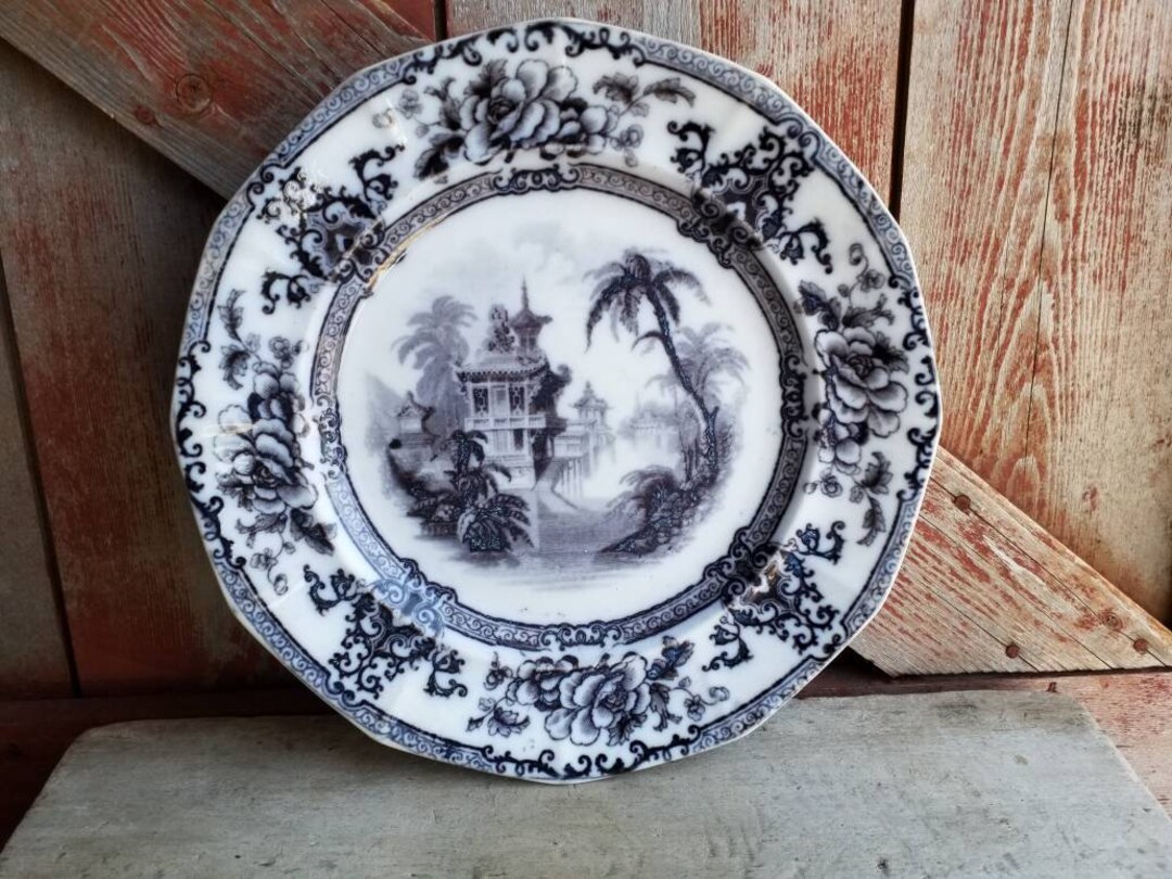 Vintage Davenport Ironstone Plate, Cyprus Palm Tree Transferware (10.5 ...