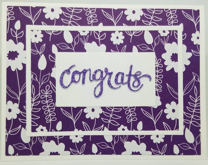 Purple Congrats Card, Congratulations Card, Purple Flower Card, Great ...