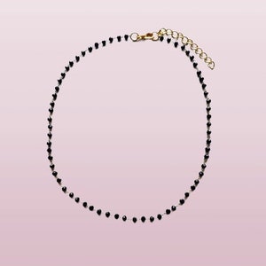 Tiny Black Crystal Small Bead Chain Dainty Delicate Feminine Gifts for ...
