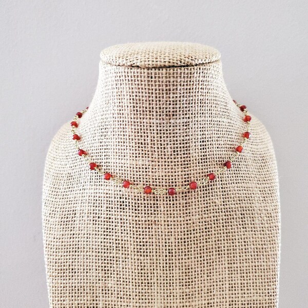 Red Gold Necklace - Etsy