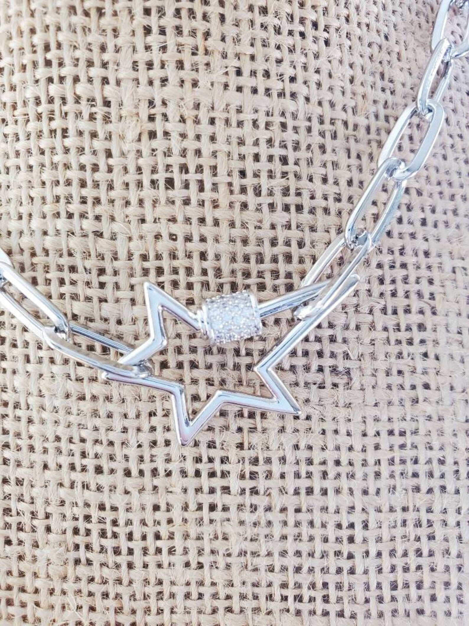 Gold Star Lock Necklace Paperclip Layering Chain Choker Carabiner - Etsy