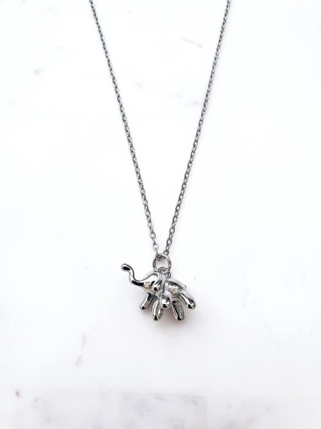 Tiny Elephant Charm Chain Necklace Gold or Silver Cute Safari Animal - Etsy