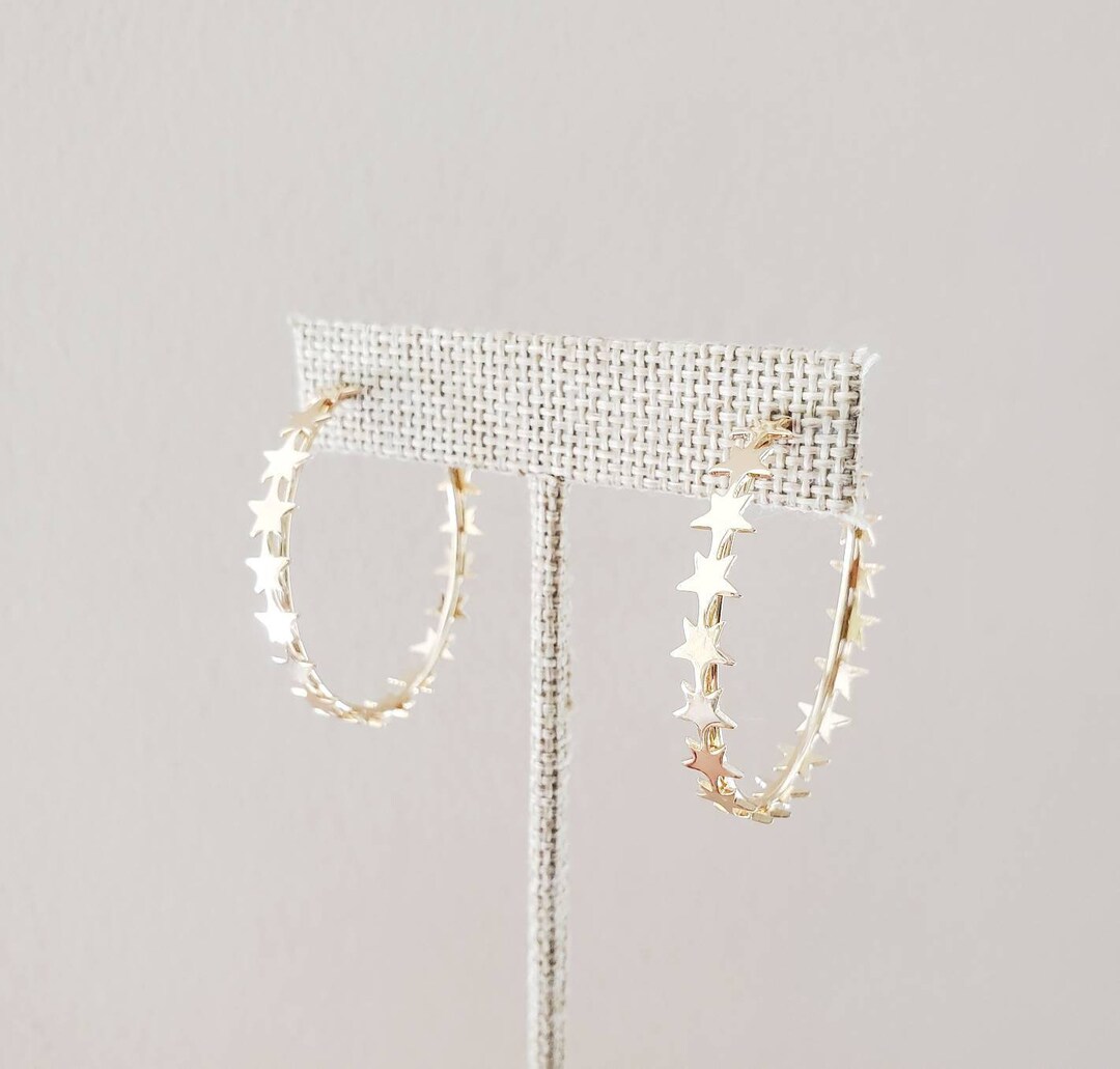Gold Star Hoop Earrings Multi Stars Pattern Girls Jewelry - Etsy