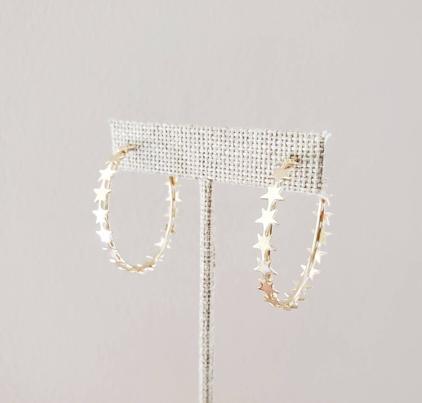 Gold Star Hoop Earrings Multi Stars Pattern Girls Jewelry - Etsy