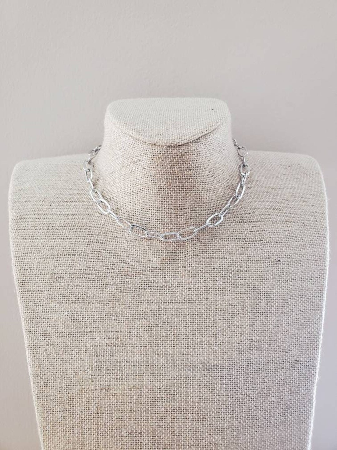 Minimal Layering Silver Linked Chain Layered Necklace Choker Gift for ...