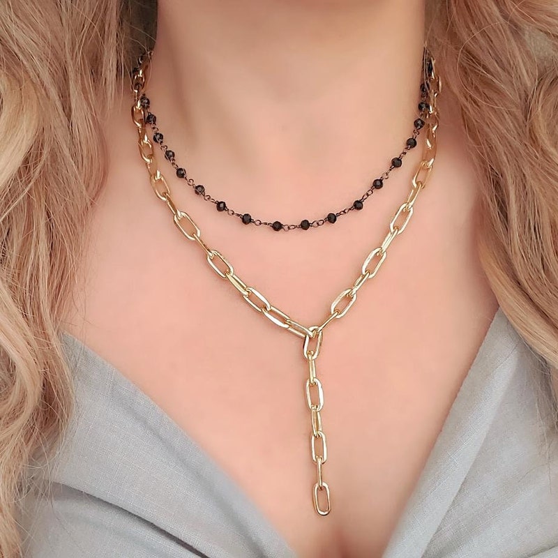 Black Bead Necklace - Etsy