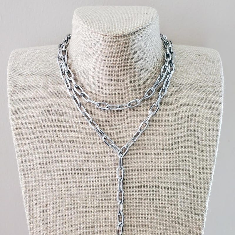 Silver Lariat Necklace - Etsy
