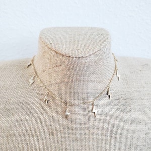 Lightning Necklace Dainty Bolt Silver Plated Chain Choker - Etsy