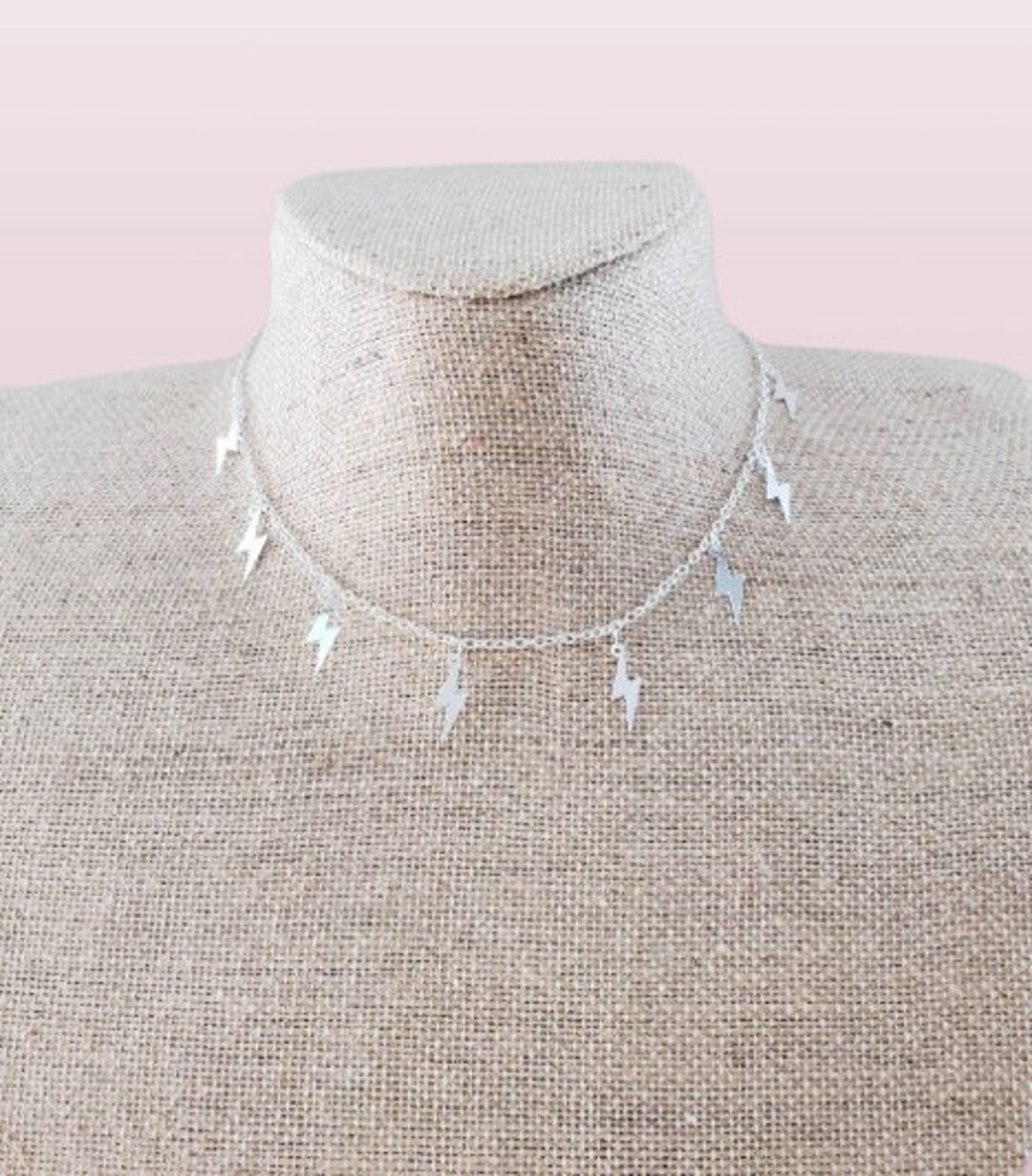 Lightning Necklace Dainty Bolt Silver Plated Chain Choker Girls Gifts ...