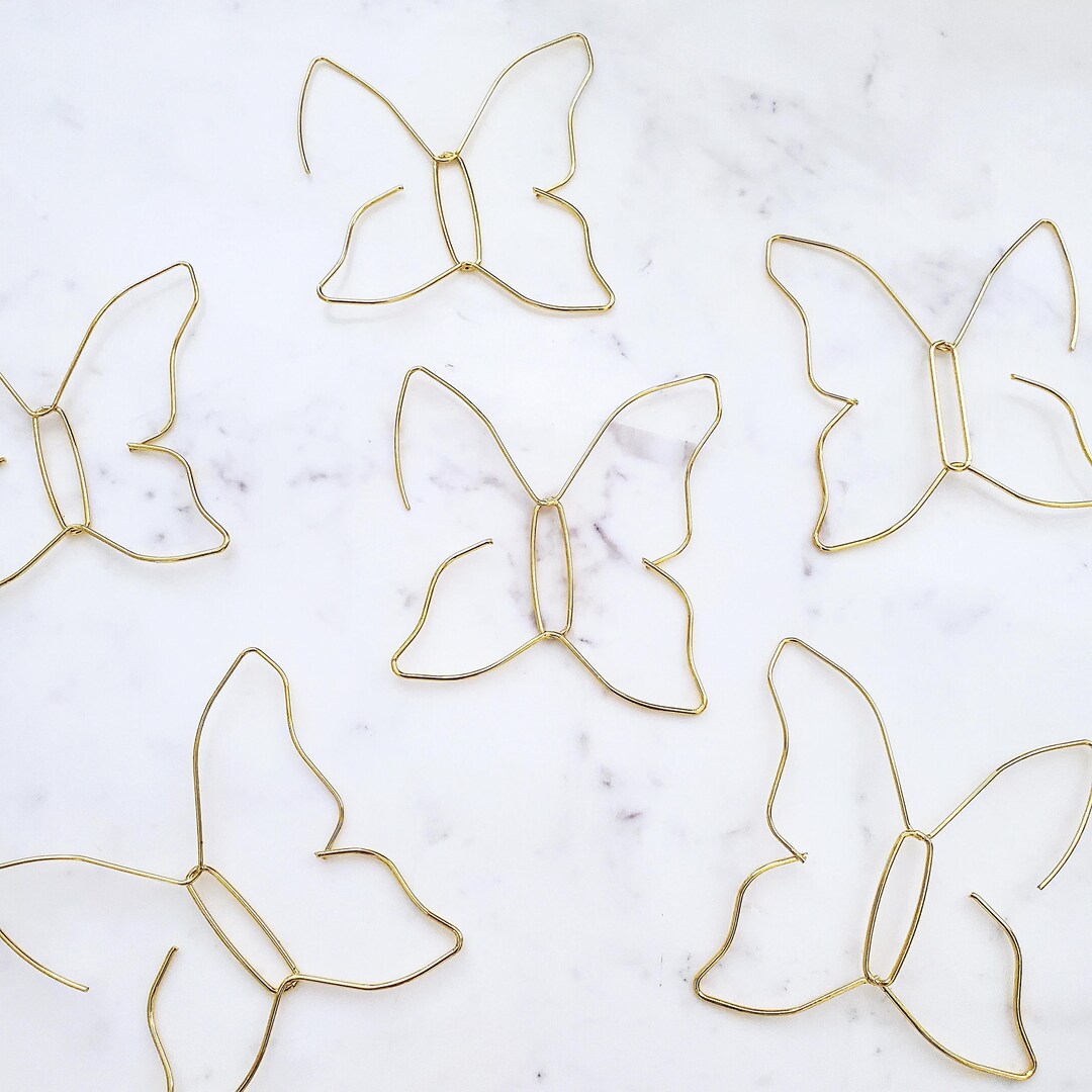Butterfly Wire Earrings Gold Hoop Butterfly Charm Silver Butterflies ...