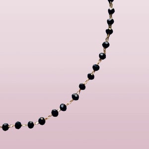 Tiny Black Crystal Small Bead Chain Dainty Delicate Feminine Gifts for ...