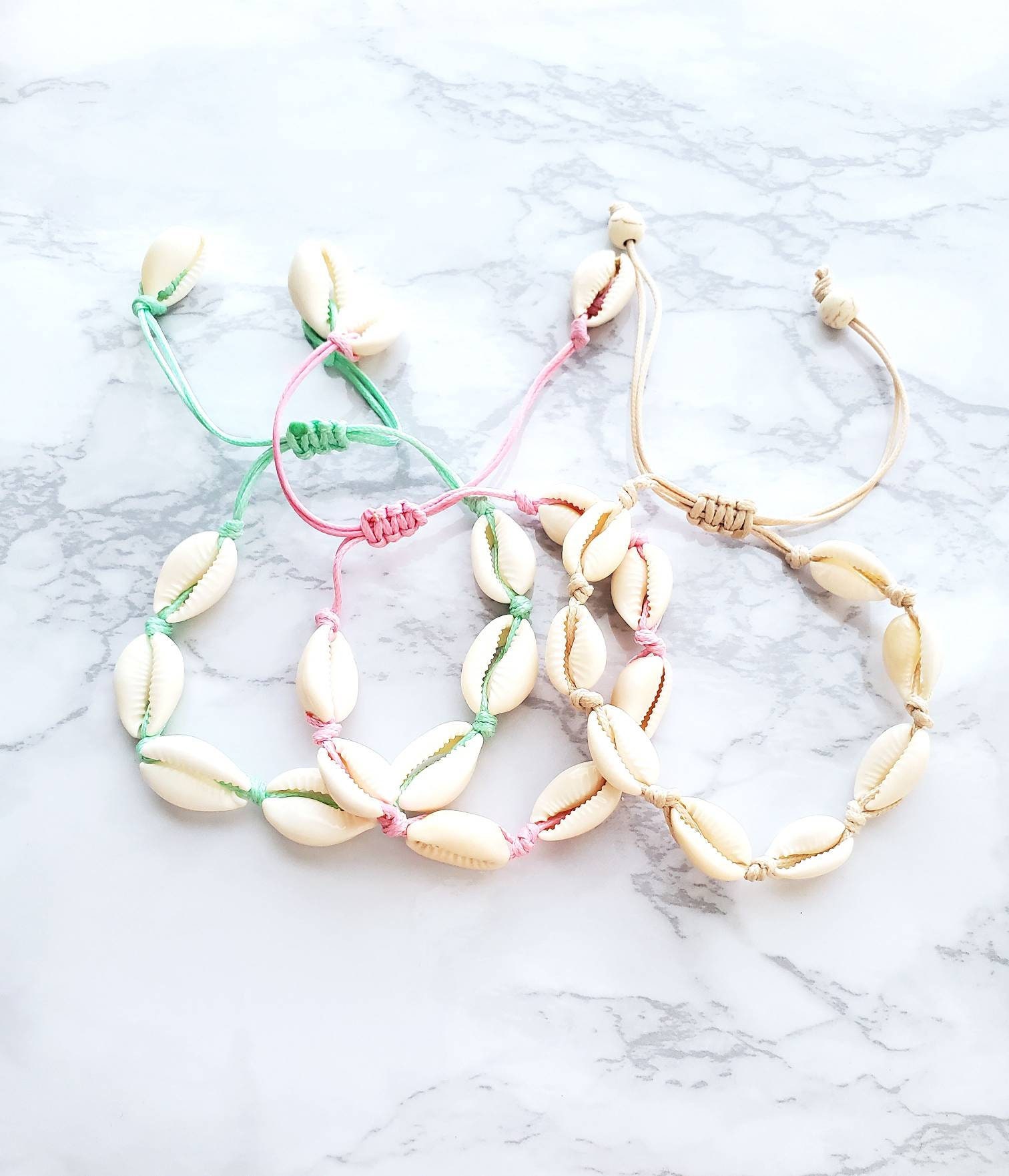 Beach Seashell Anklet Beige Shells Knotted Bracelet - Etsy