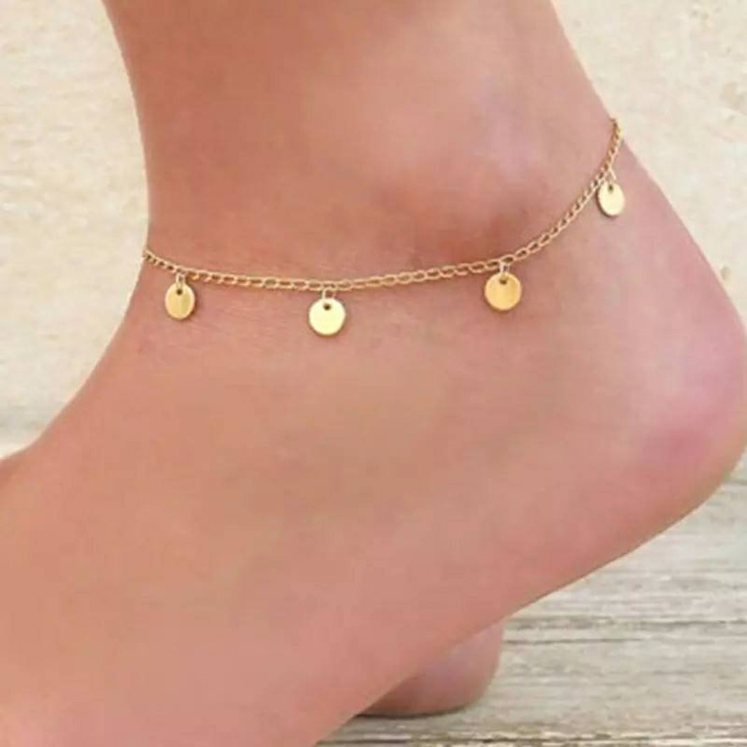 Tiny Small Coin Anklet Chain Gold Coins Silver Plated Gift for Her - Etsy