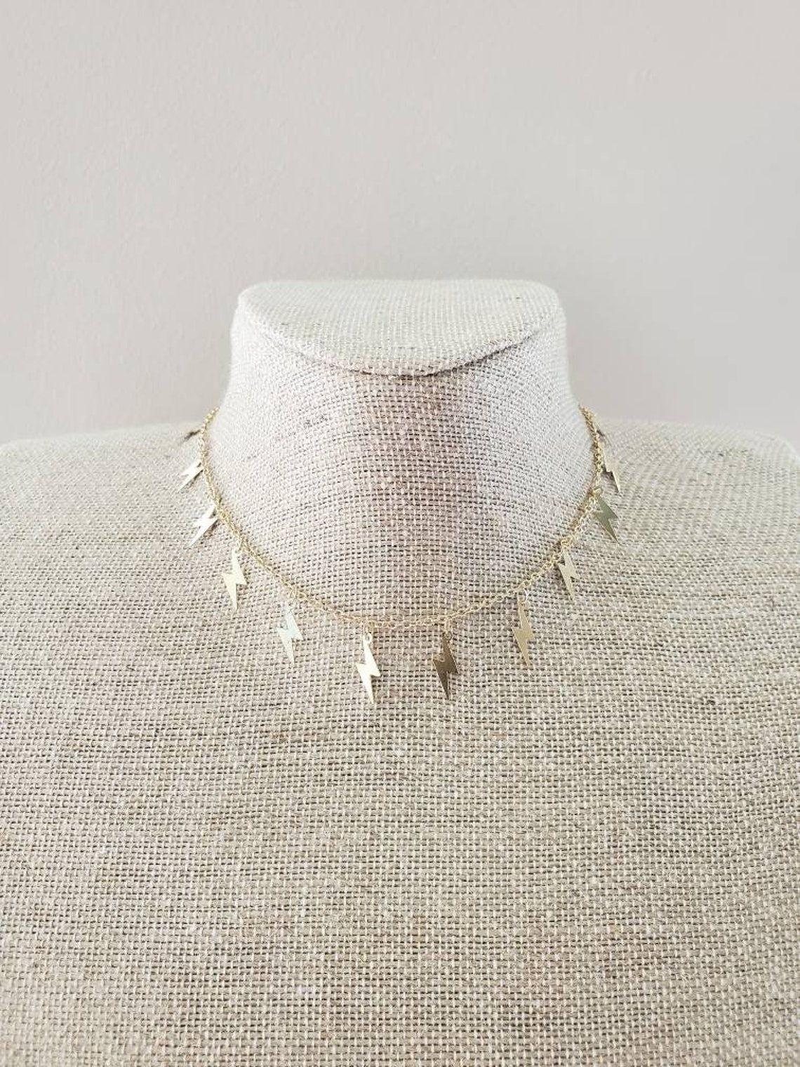 Lightning Necklace Dainty Bolt Silver Plated Chain Choker | Etsy