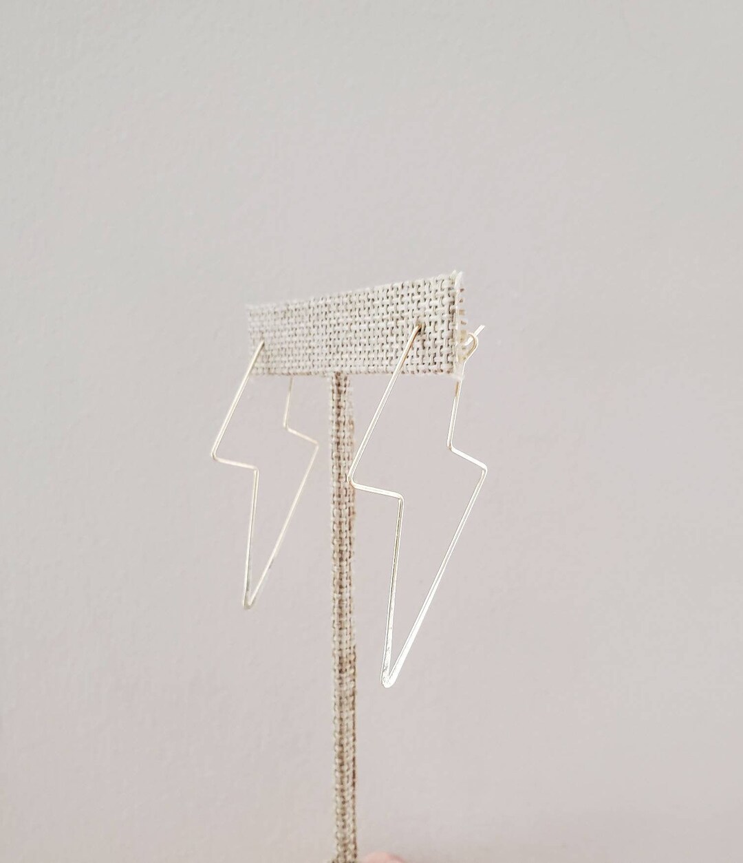 Lightning Wire Shape Earrings Large Bolt Hoops Gold or Silver - Etsy