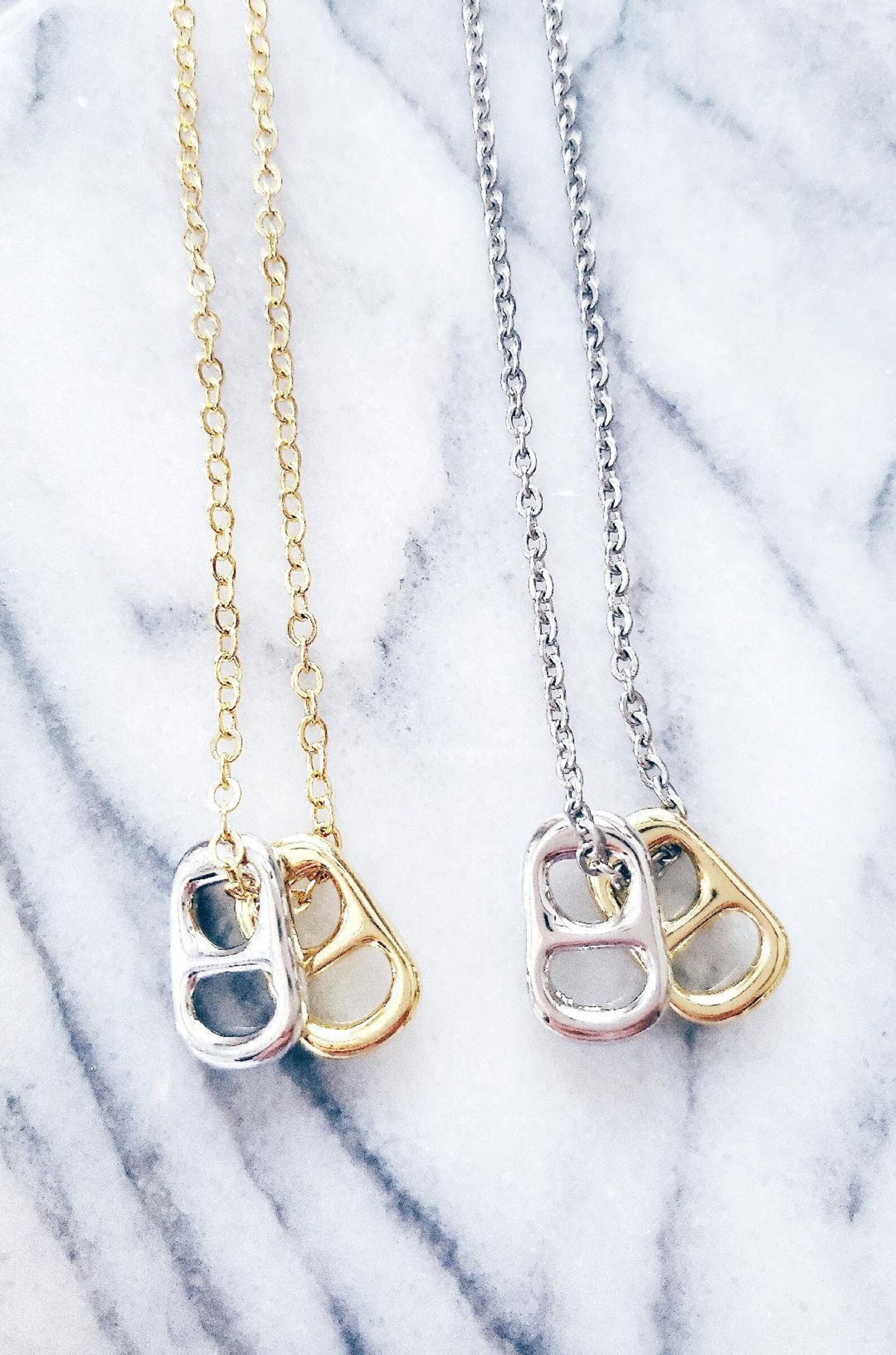 Soda Can Pop Top Necklace Chain Gold and Silver Plated Two - Etsy