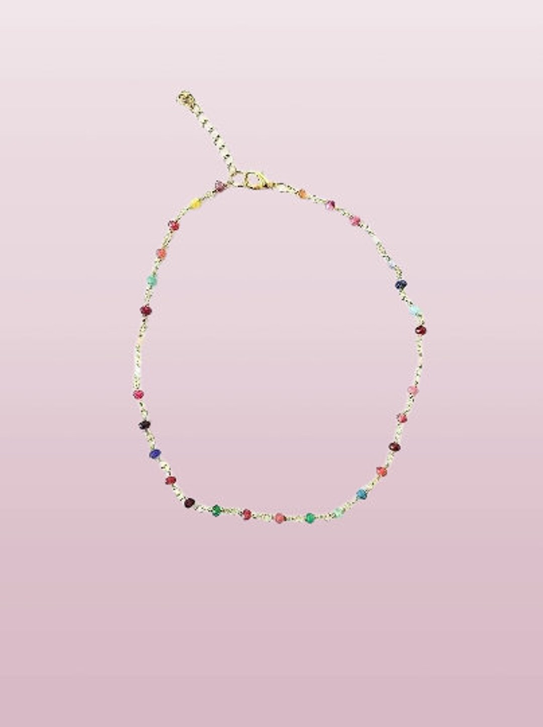 Rainbow Beads Multi Color Gold Chain Choker Necklace Trendy - Etsy