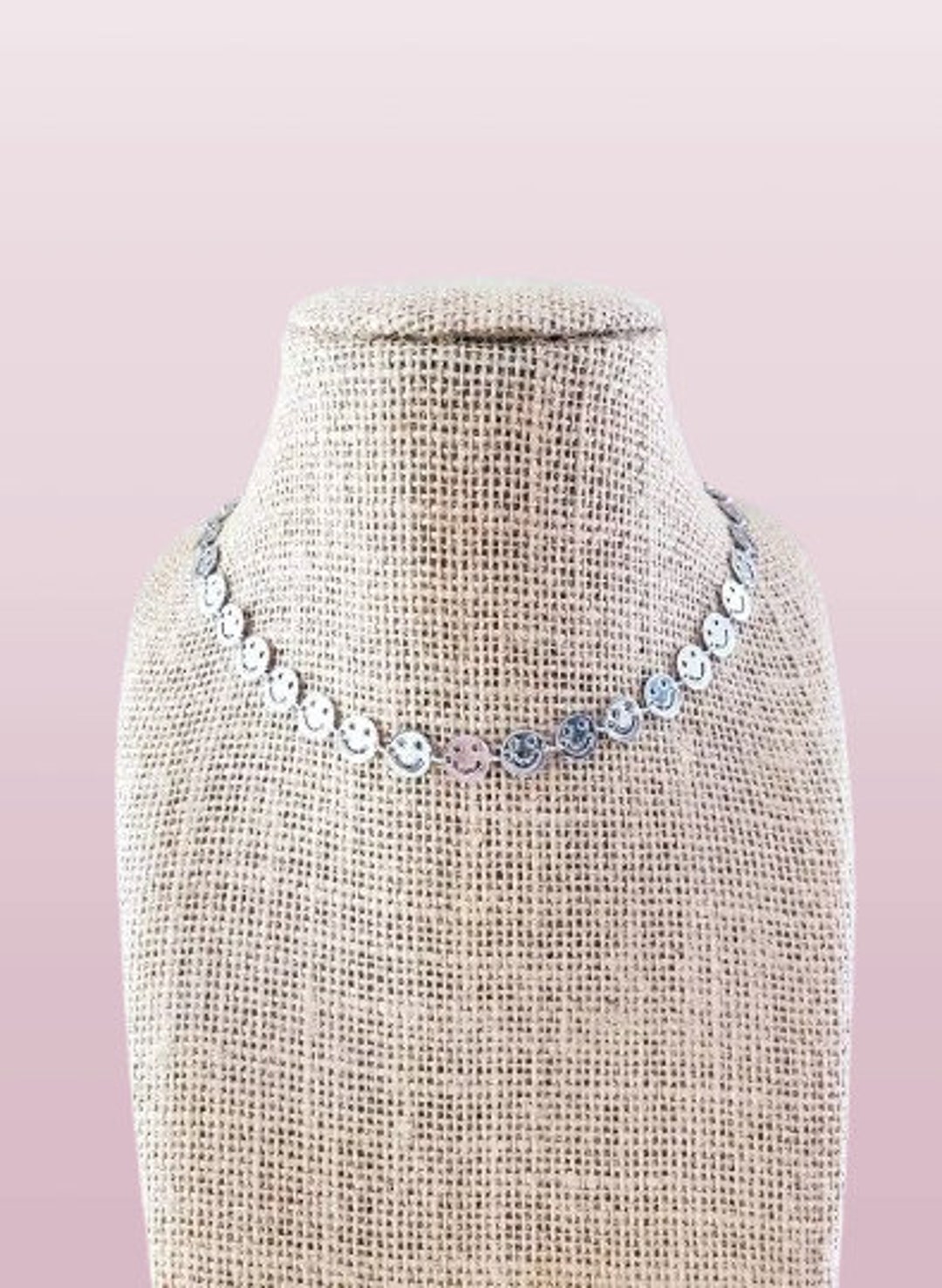 Silver Happy Face Necklace Smile Face Chain Necklace Choker Girls ...