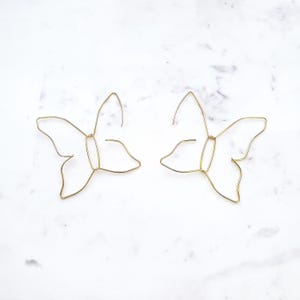 Butterfly Wire Earrings Gold Hoop Butterfly Charm Silver Butterflies ...