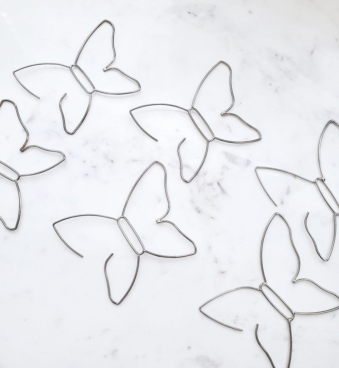 Silver Butterfly Wire Earrings Gold Hoop Butterflies Wired Gift for Her ...