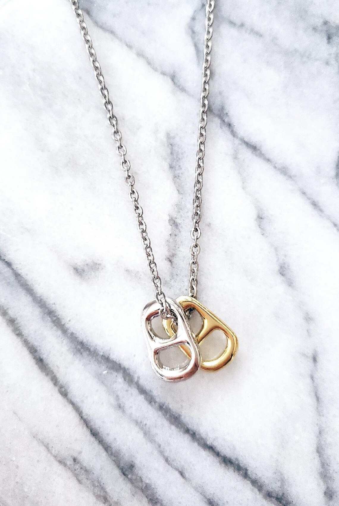 Soda Can Pop Top Necklace Chain Gold and Silver Plated Two - Etsy