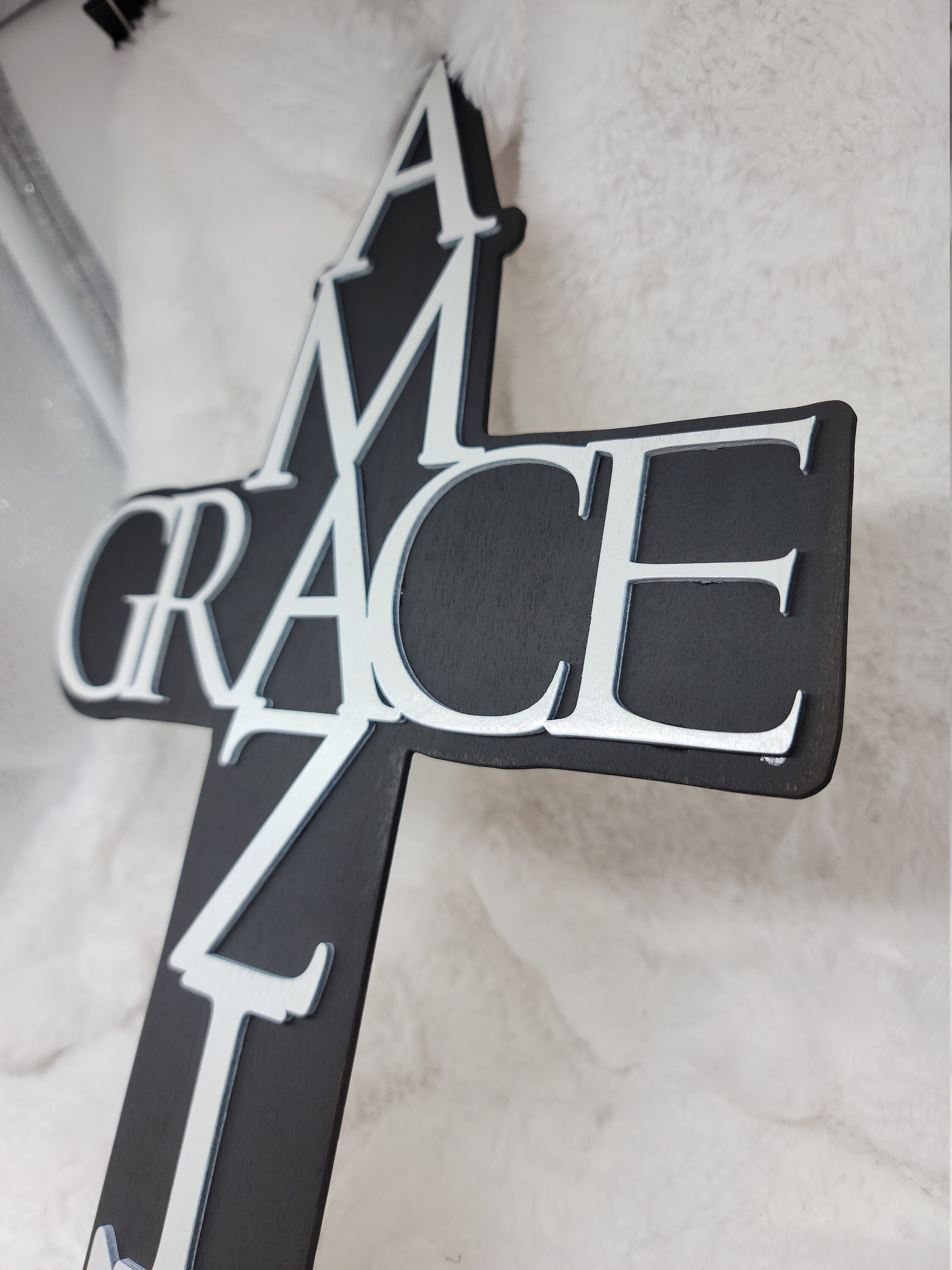 Amazing Grace Cross Religious Christian Wall Art Laser | Etsy