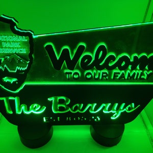 NPS LIGHTED Welcome Sign - NPS Inspired Family Name Sign, Custom ...