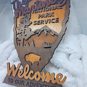 National Park Service Arrowhead - NPS Inspired Family Name Sign, Custom ...