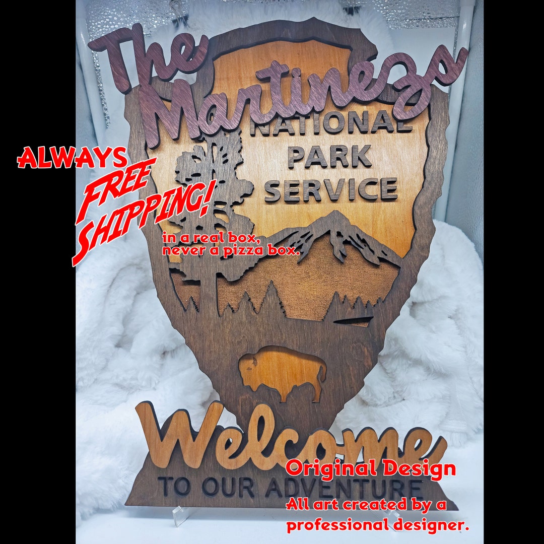 National Park Service Arrowhead - NPS Inspired Family Name Sign, Custom ...