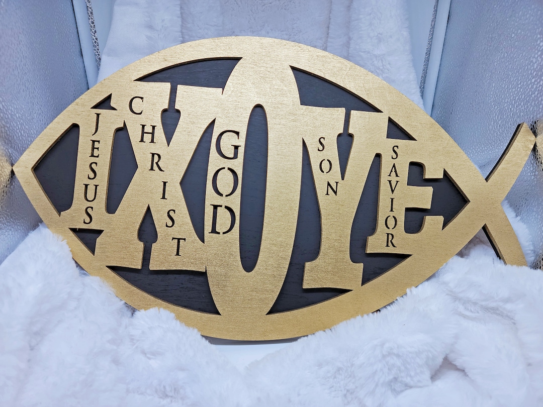 Ixoye Sign CUT FILE Ichthys, Christian Fish Symbol, Custom Layered ...