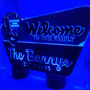 NPS LIGHTED Welcome Sign - NPS Inspired Family Name Sign, Custom ...