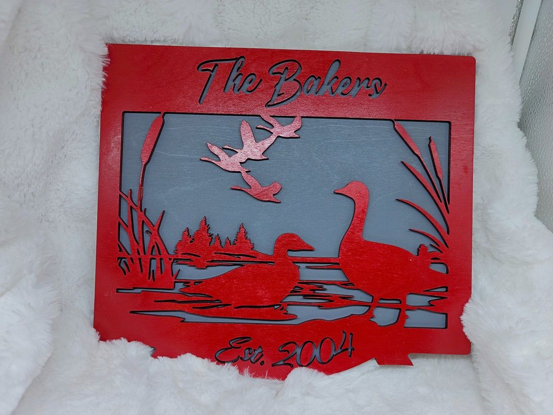 Outdoorsy Geese Family Name Sign Laser Cut File (SVG) - Etsy