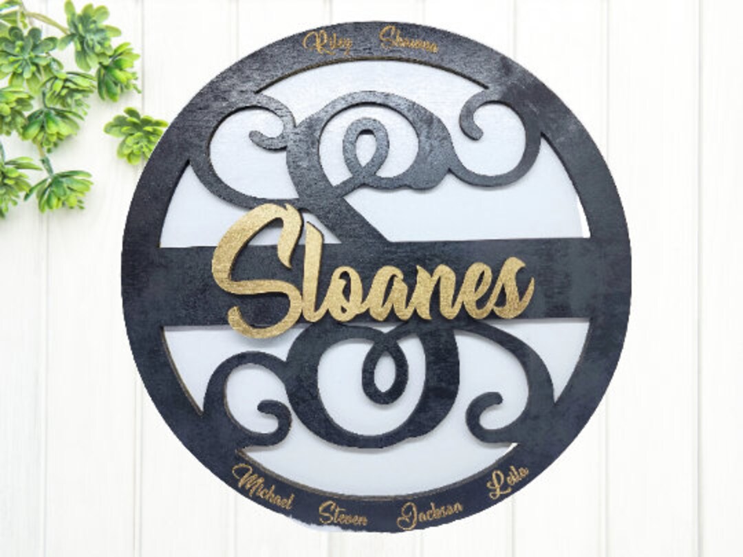 Monogram Family Name Sign - Custom Laser Cut Laser Engraved Family Name ...