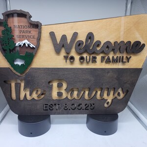NPS LIGHTED Welcome Sign - NPS Inspired Family Name Sign, Custom ...