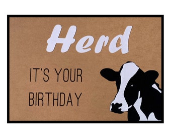 Herd It's Your Birthday Cow Puns Funny Humour Birthday Card British ...
