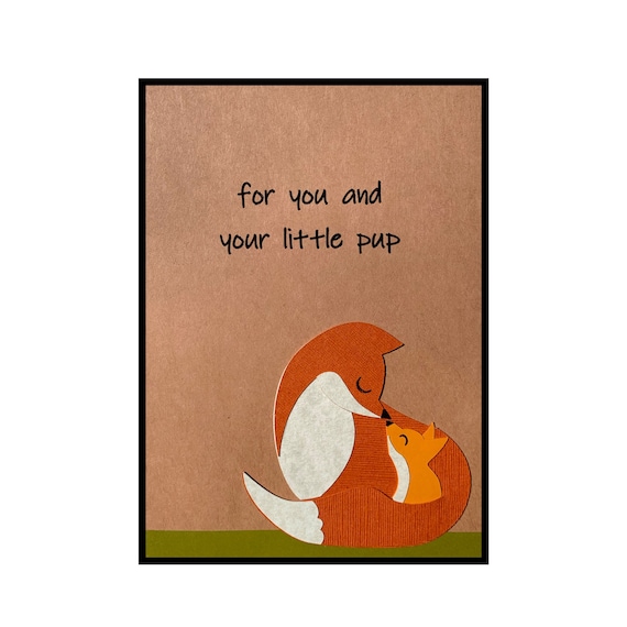 New Baby Shower Card With Mama Fox and Pup - Etsy