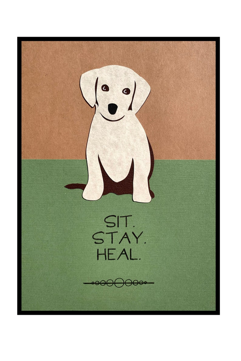 Puppy Get Well Card, "sit Stay Heal" Greeting - Etsy