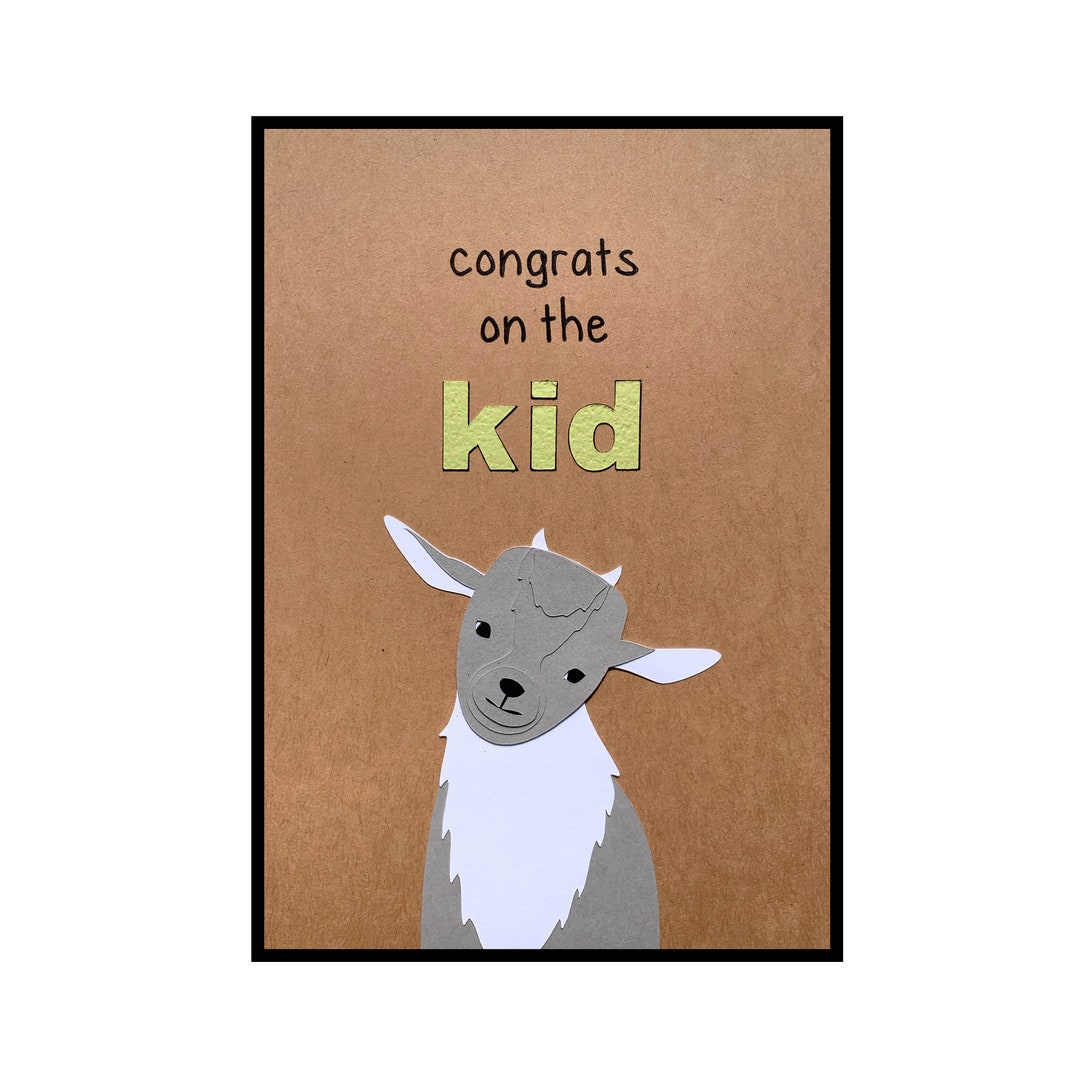 Baby Goat Card: Congrats on the 'kid' - Handmade - Etsy