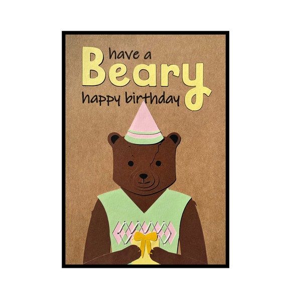Beary Happy Birthday Card - Etsy