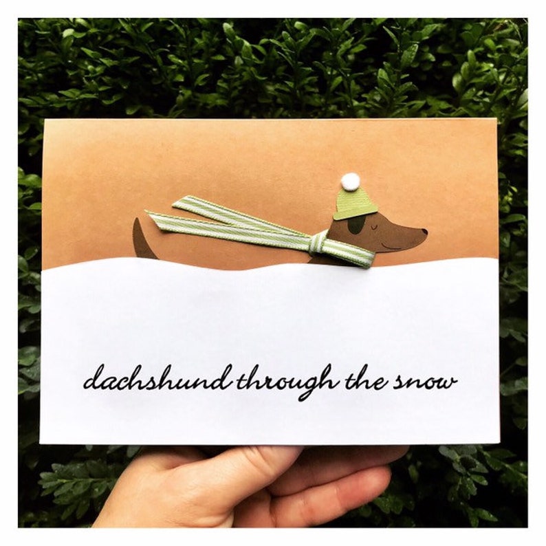 Celebrate Winter Card, dachshund Through the Snow - Etsy