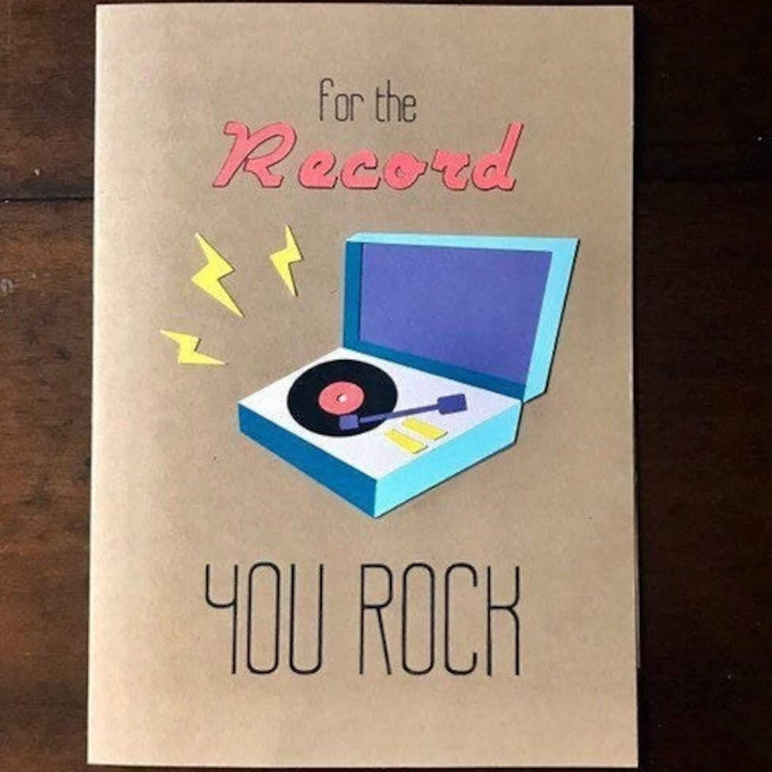 Congratulations Card for the Record You Rock - Etsy