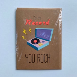 Congratulations Card, "for the Record, You Rock!" - Etsy